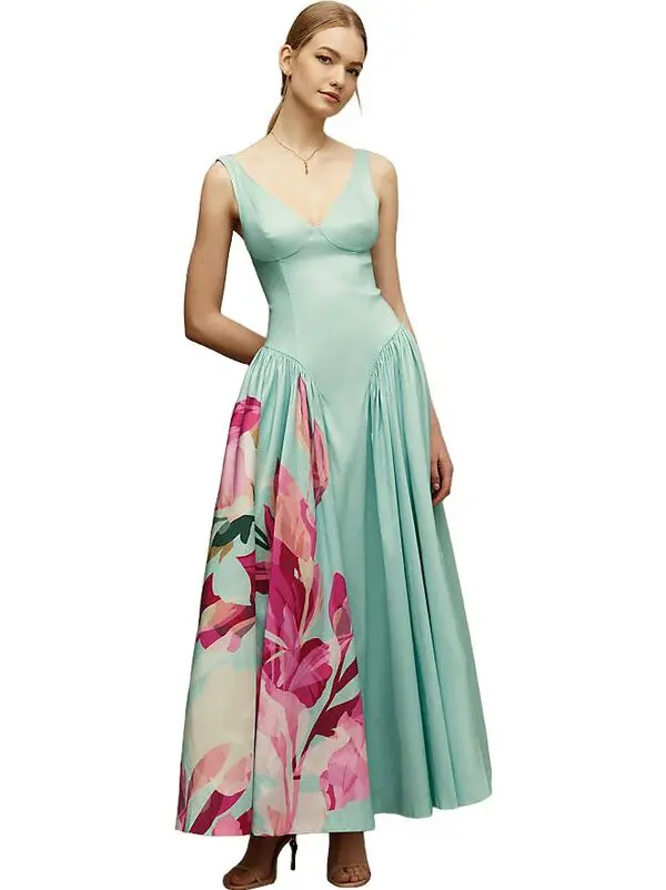 HUTCH Jemma Sleeveless Basque-waist Midi Dress - Mint