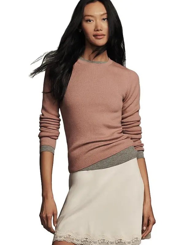 Maeve Cashmere Crew-neck Pullover Sweater - Coral
