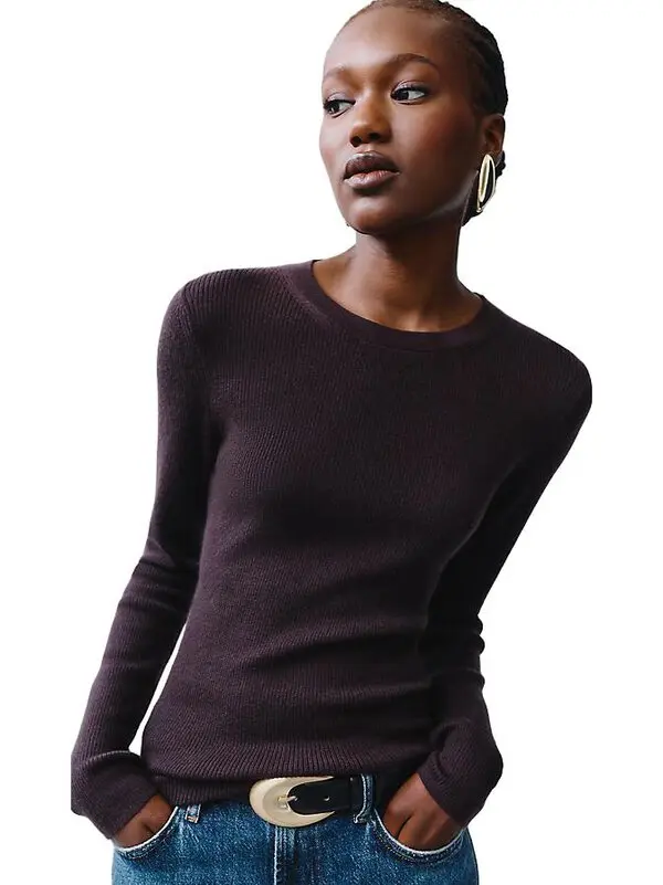 Maeve Markie Lightweight 100% Cashmere Long-sleeve Sweater - Graphite