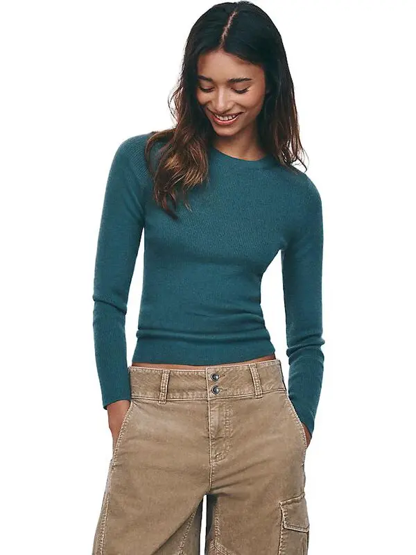 Maeve Markie Lightweight 100% Cashmere Long-sleeve Sweater - Holly