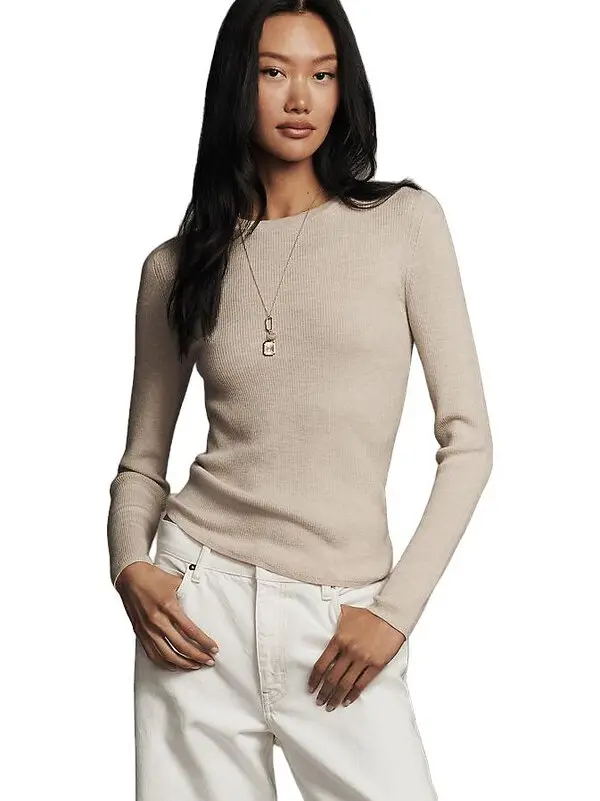 Maeve Cashmere Crew-neck Pullover Sweater - Taupe