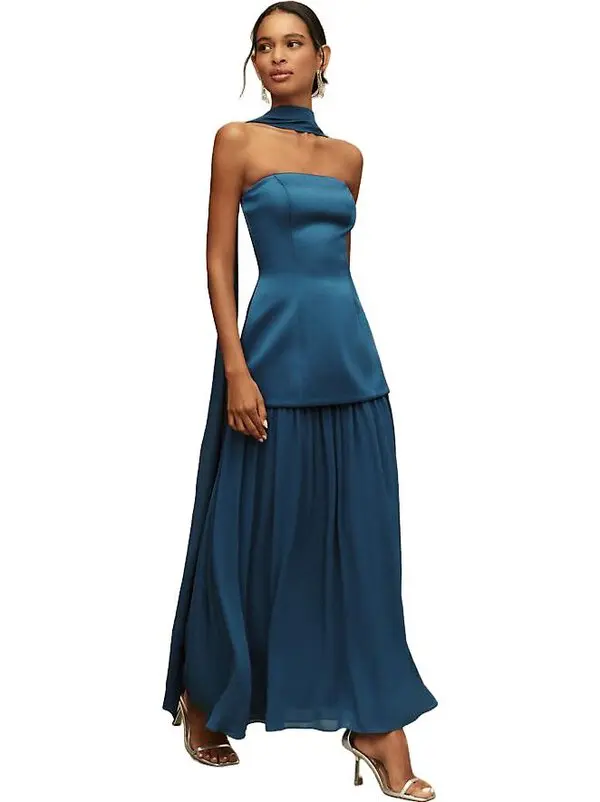 MARE MARE Natalie Strapless Maxi Dress - Blue