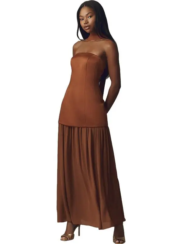 MARE MARE Natalie Strapless Maxi Dress - Brown