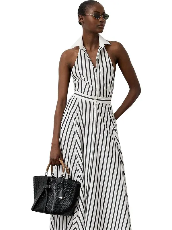 Ralph Lauren Eldred Striped Cotton Day Dress - Black/white