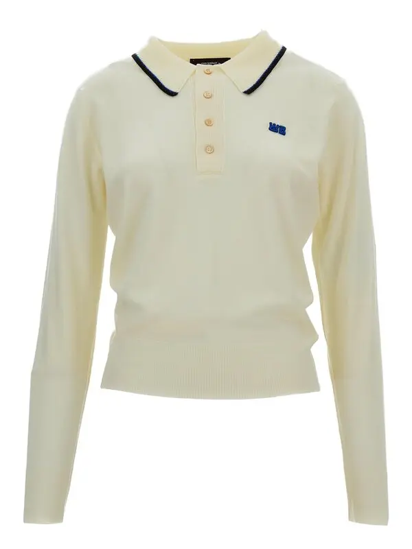 WALES BONNER Long-sleeved Polo Shirt John Smedley - White