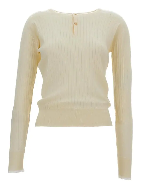 WALES BONNER Ribbed Wool-cotton Blend Sweater - Beige