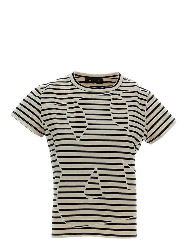 WALES BONNER Short Sleeve Striped T-shirt - Multicolore