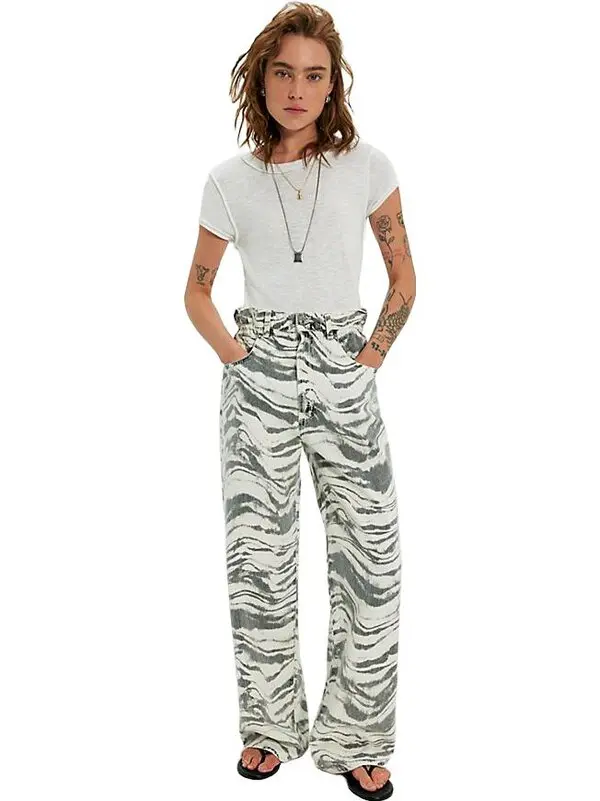AGOLDE Lyonne Printed Straight Leg Jeans - Quiver