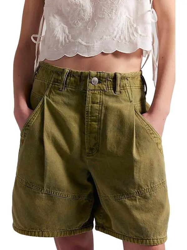 Free People Wild Rebel Longline Shorts - Outlaw Taupe