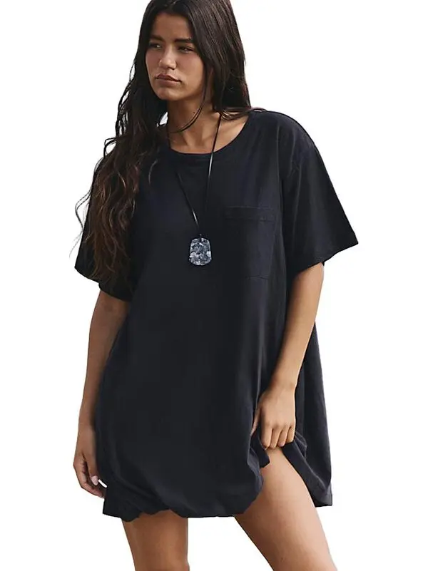 Free People Shorebound Cotton-jersey Mini Dress - Black