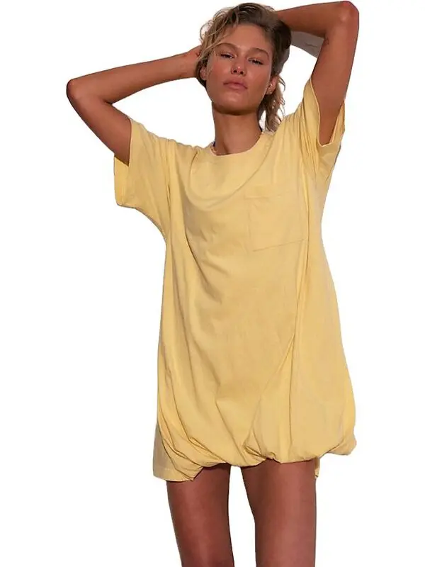 Free People Shorebound Cotton-jersey Mini Dress - Solar Lemon