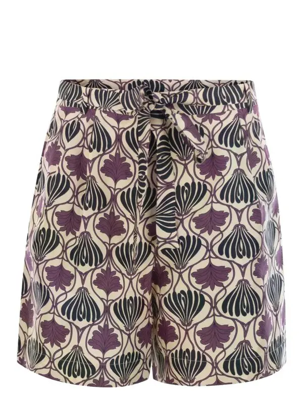 Max Mara Printed Belted Short Trousers - Purple
