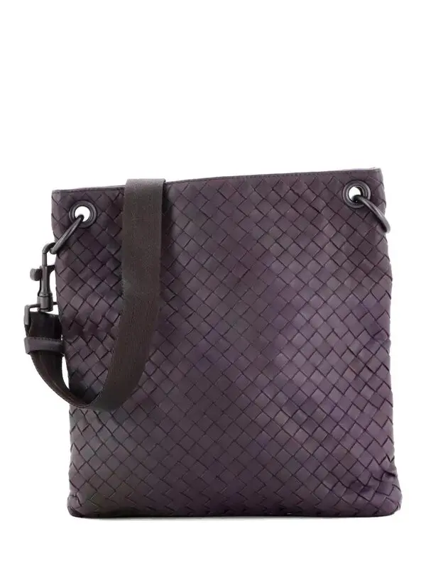 Bottega Veneta Flat Messenger Intrecciato Nappa Crossbody Bag - Purple