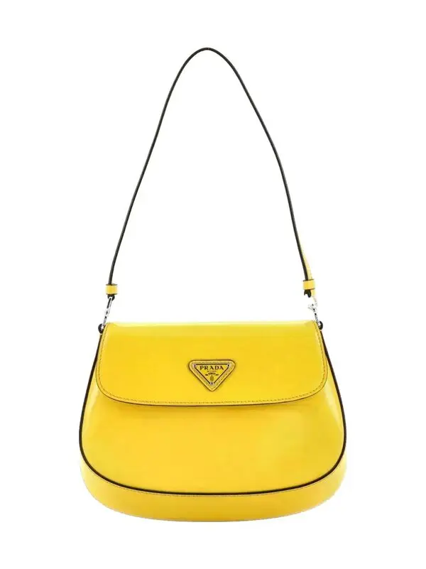 Prada Cleo Flap Shoulder Bag Spazzolato Leather - Yellow