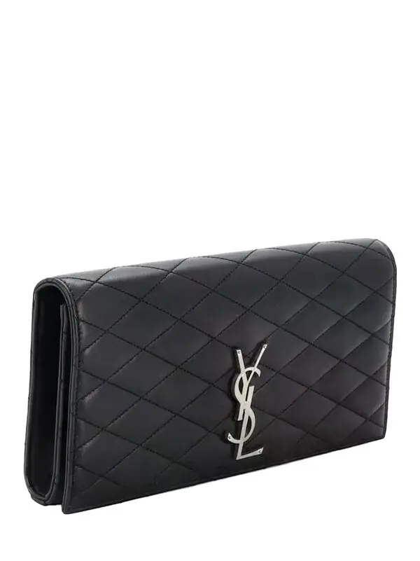 Saint Laurent Classic Monogram Quilted Clutch - Black