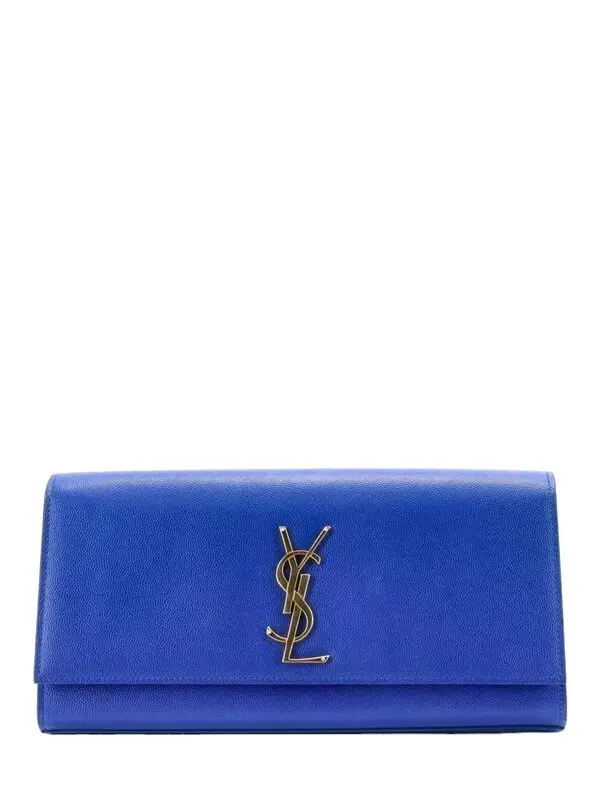 Saint Laurent Monogram Leather Long Clutch - Blue