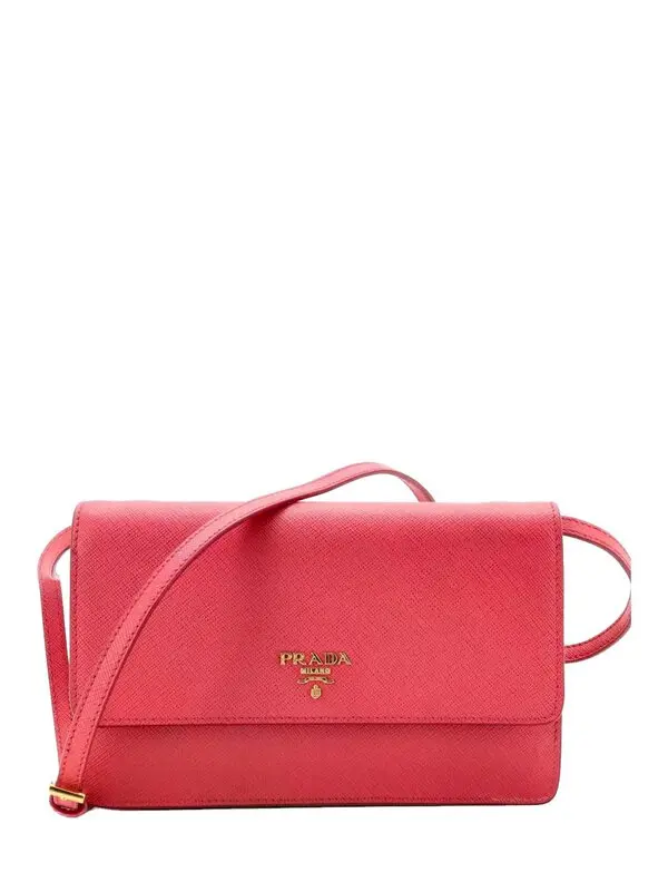 Prada Saffiano Leather Crossbody Wallet - Pink