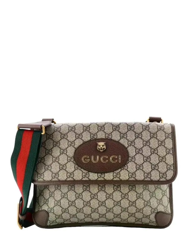 Gucci Neo Vintage Flap Messenger Gg Coated Canvas Medium Crossbody Bag - Brown