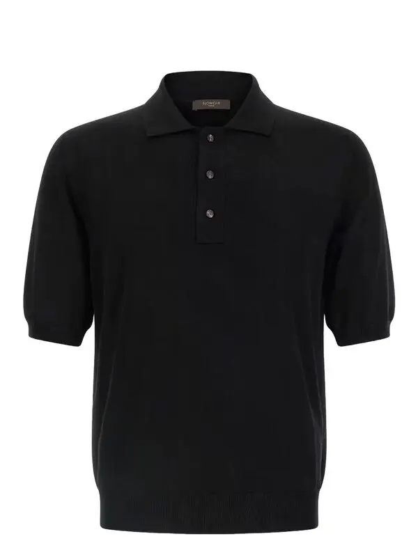 ZANONE Knit Short-sleeve Polo Shirt - Black