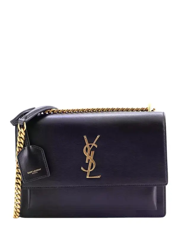 Saint Laurent Sunset Leather Medium Crossbody Bag - Black