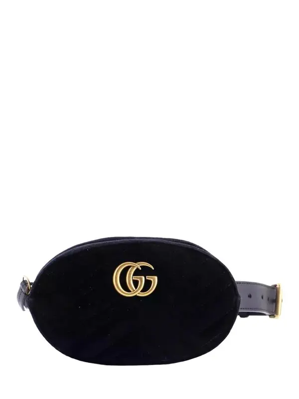 Gucci Gg Marmont Matelassé Velvet Belt Bag - Black