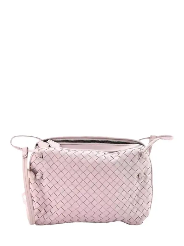 Bottega Veneta Double Zip Nodini Intrecciato Nappa Small Crossbody Bag - Pink