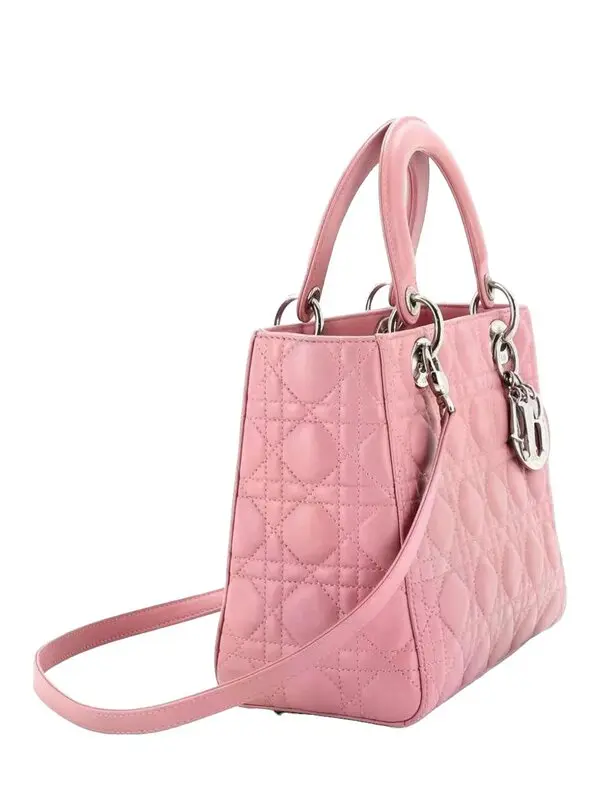 Dior Lady Medium Satchel Cannage Quilt Lambskin - Pink