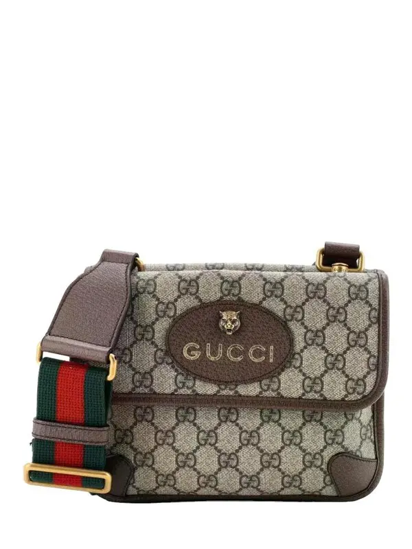 Gucci Neo Vintage Flap Messenger Gg Coated Canvas Small - Brown