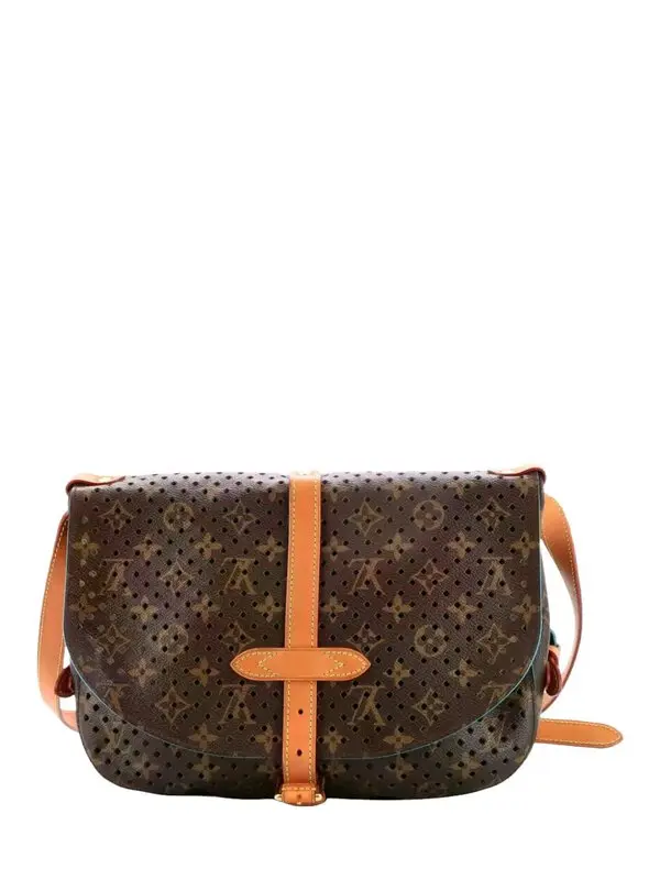 LOUIS VUITTON Flore Saumur Handbag Perforated Monogram Canvas Crossbody Bag - Brown