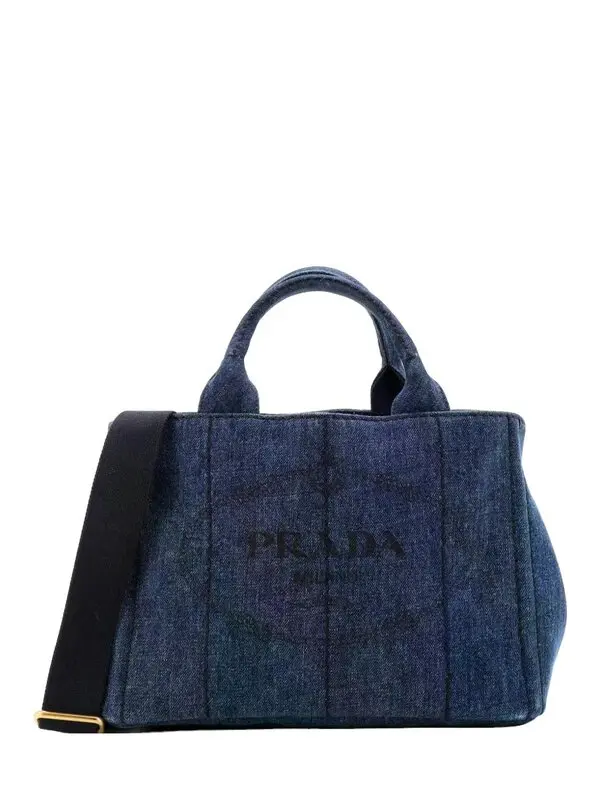 Prada Canapa Convertible Denim Mini Tote Bag - Blue