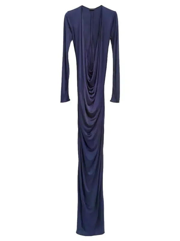 Atlein V-neck Draped Maxi Dress - Blue