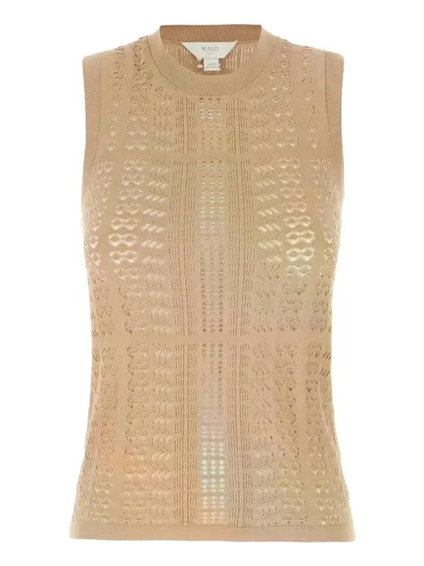 Malo Openwork Knit Top - Neutrals