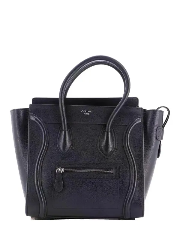 Celine Luggage Grainy Leather Micro Tote Bag - Black