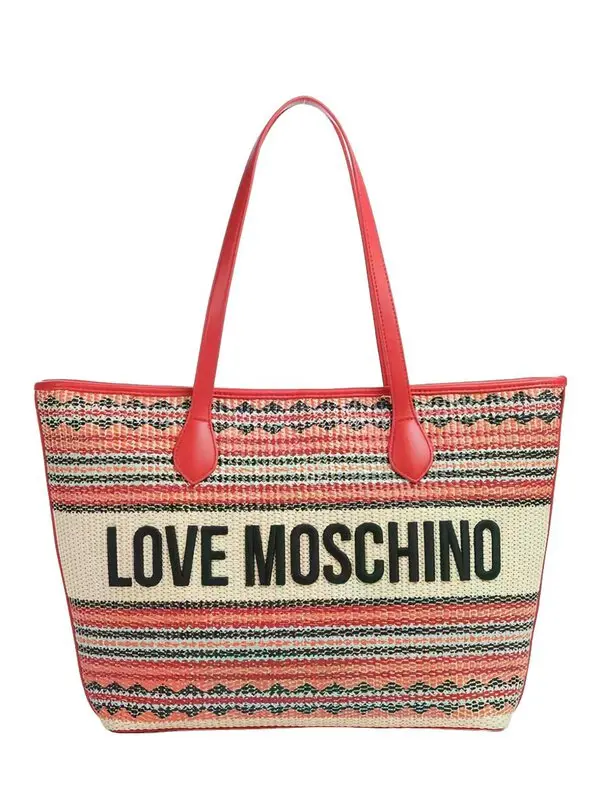 Moschino Striped Logo-detail Tote Bag - Red
