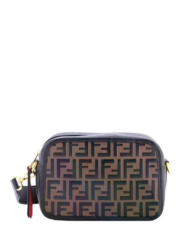 Fendi Zucca Embossed Leather Camera Bag - Black