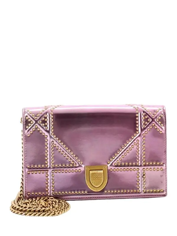 Dior Diorama Flap Bag Studded Patent Small - Pink