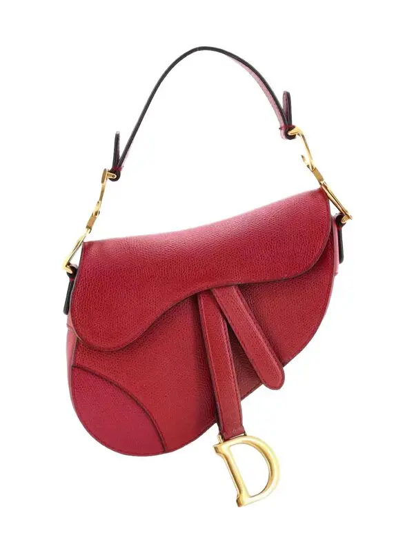 Dior Saddle Handbag Leather Mini Shoulder Bag - Red