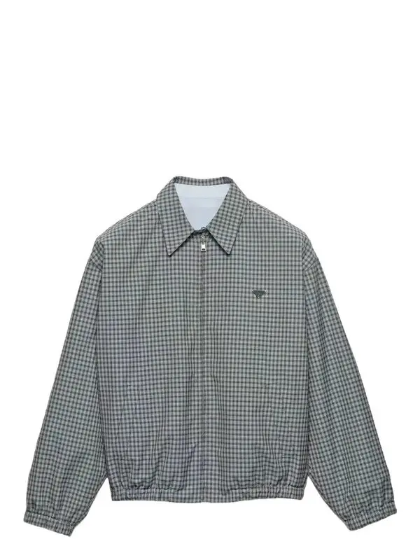 Prada Checked Poplin Blouson Jacket - Grey