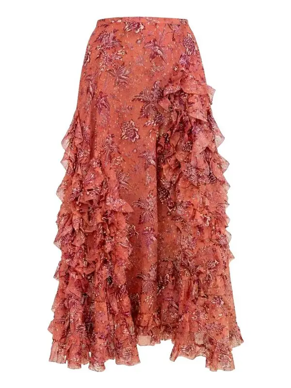 Ulla Johnson Cascading Ruffled Skirt - Orange