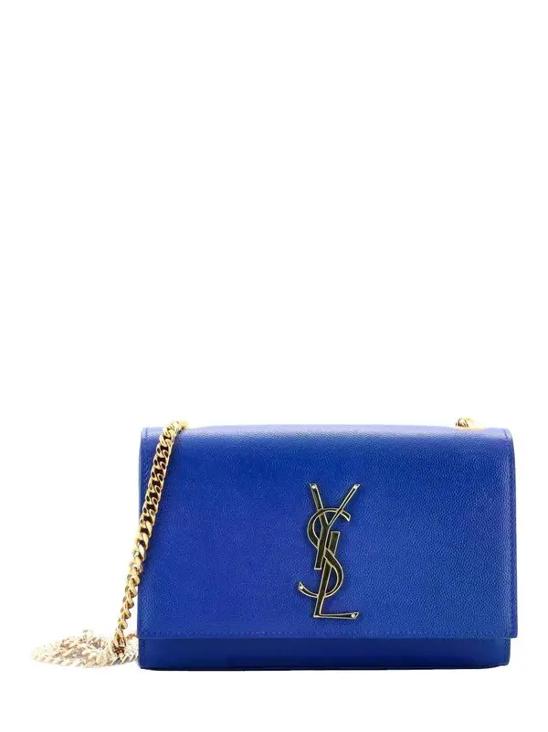 Saint Laurent Classic Monogram Grainy Leather Small Crossbody Bag - Blue