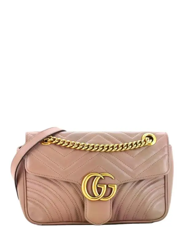 Gucci Gg Marmont Flap Bag Matelasse Leather Small - Neutrals