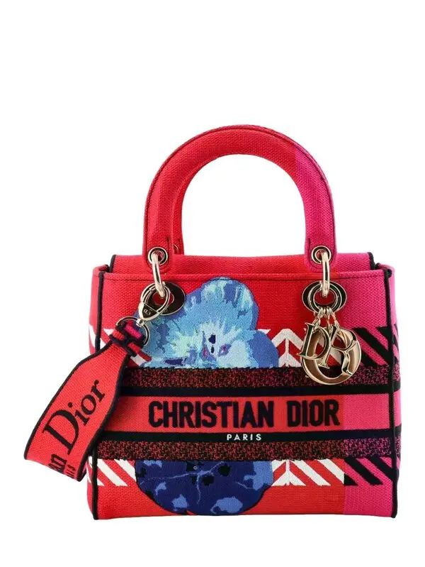 Dior Lady D-lite Embroidered Canvas Medium Satchel - Multicolour