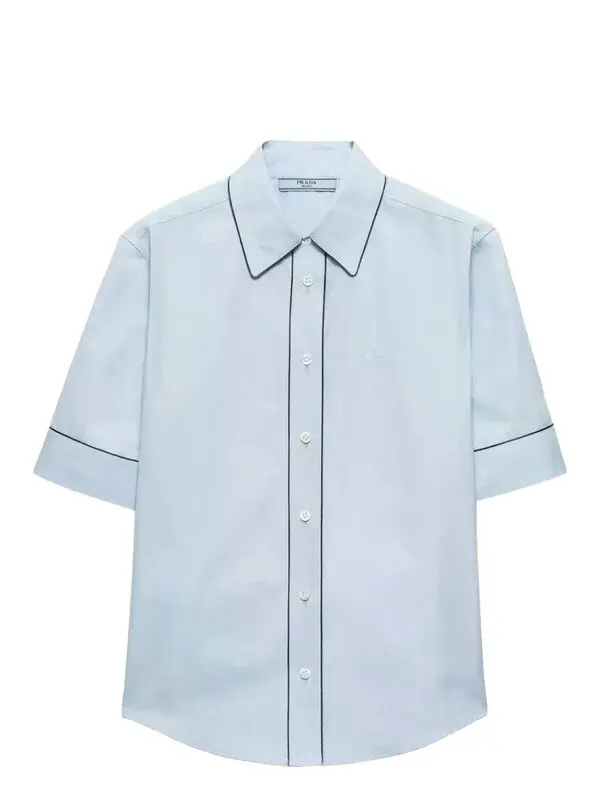 Prada Short-sleeved Poplin Shirt - Blue