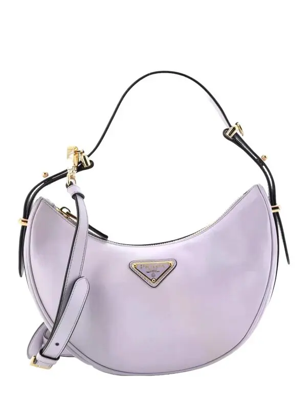 Prada Arque Half Moon Leather Hobo Bag Small - Purple