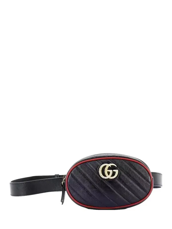 Gucci Gg Marmont Diagonal Quilted Leather Belt Bag - Black