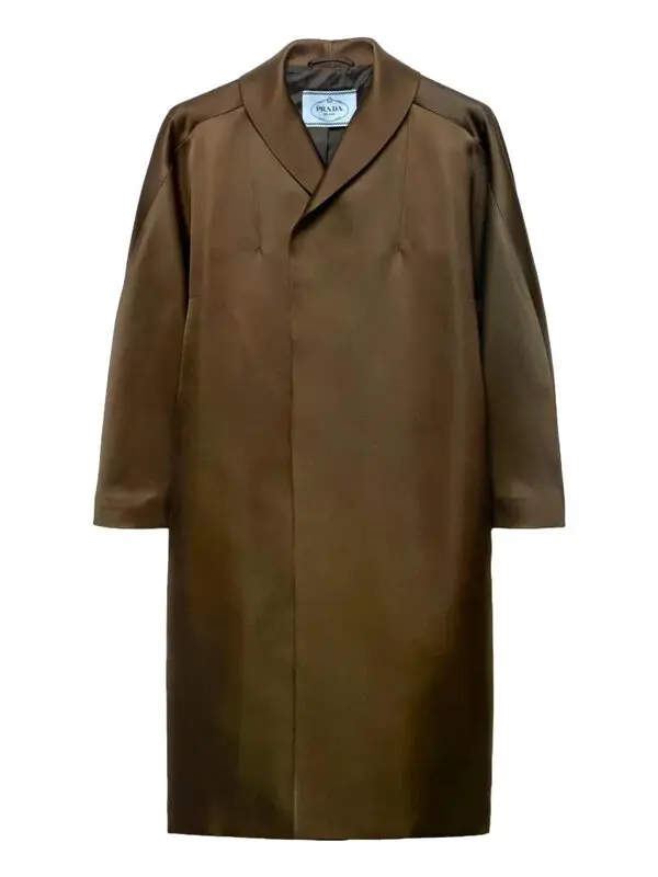 Prada Single-breasted Double Satin Coat - Brown