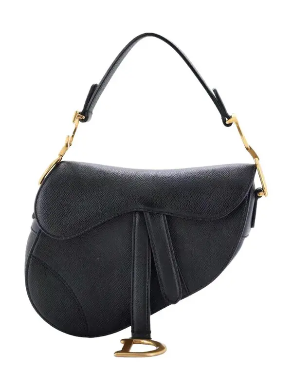 Dior Saddle Leather Mini Shoulder Bag - Black