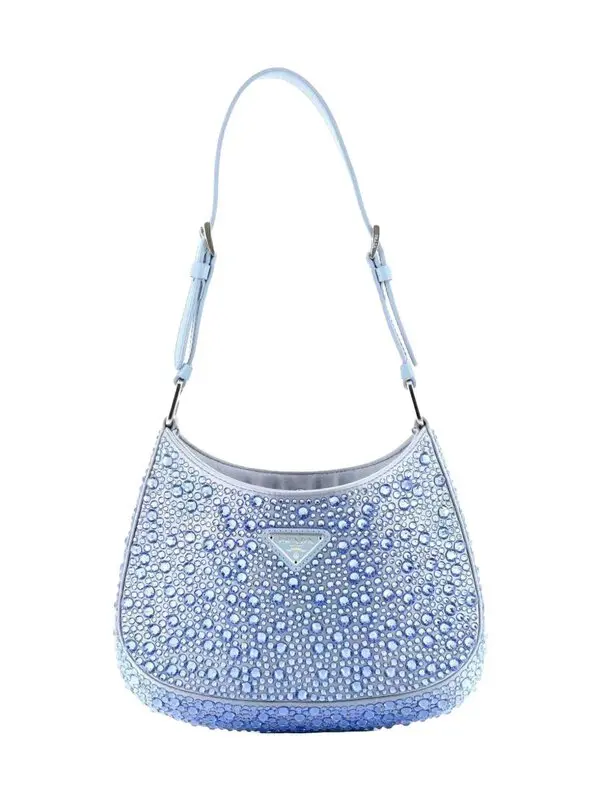 Prada Cleo Embellished Satin Shoulder Bag - Blue