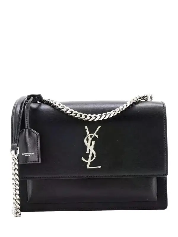 Saint Laurent Sunset Leather Medium Crossbody Bag - Black