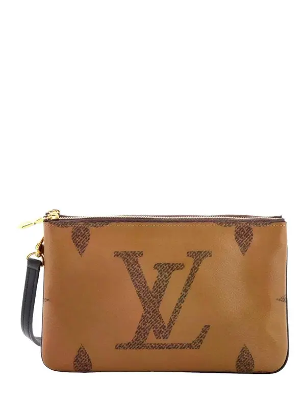 LOUIS VUITTON Double Zip Pochette Reverse Monogram Giant - Brown